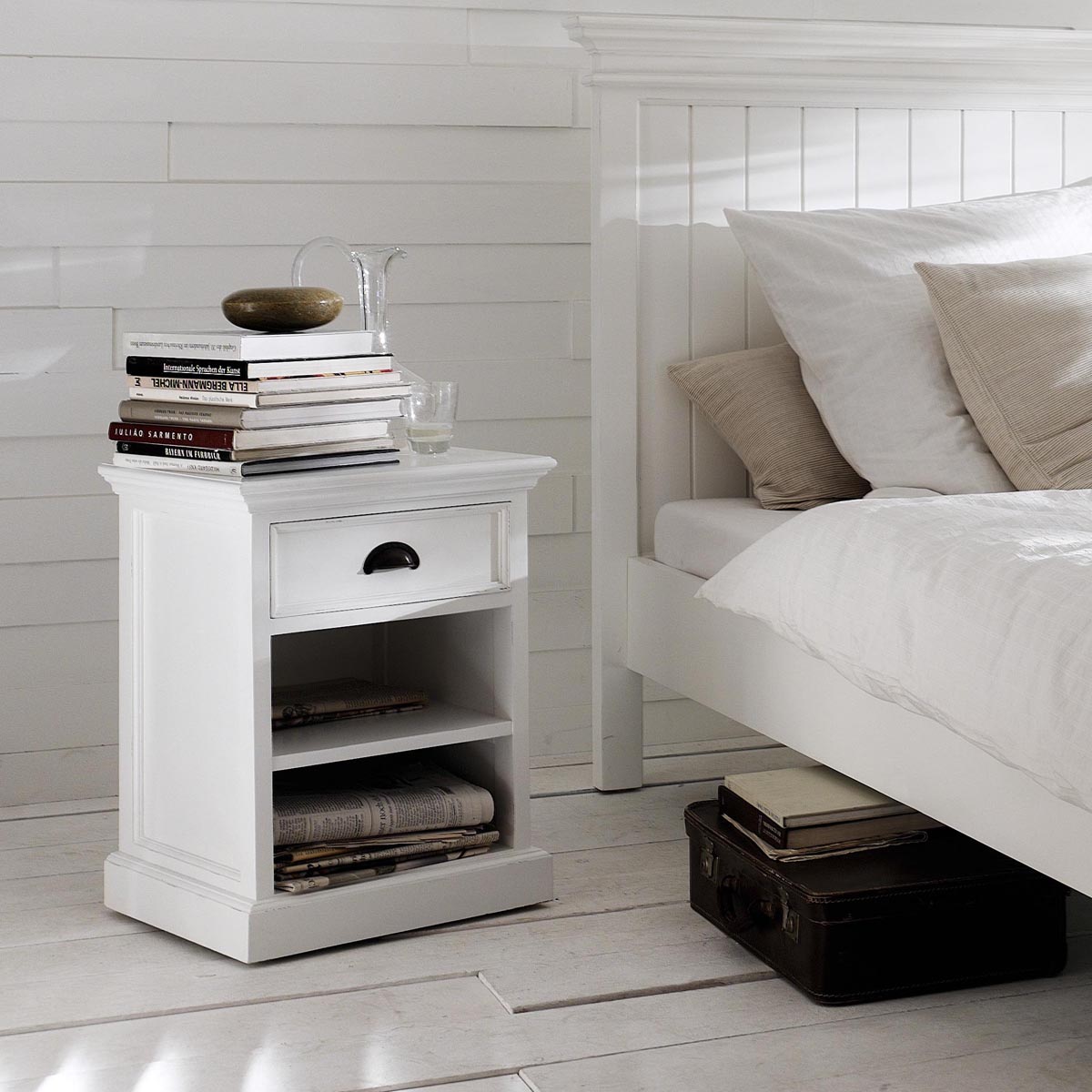T764 | Halifax Bedside Table with Shelves – NovaSolo Australia